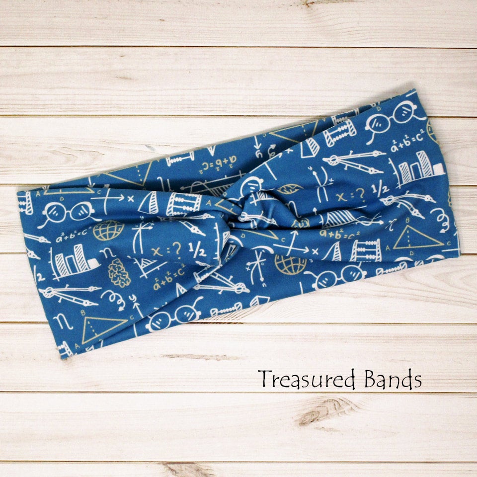 Math and Statistics School Print Twist Headband | Treasured Haven Online